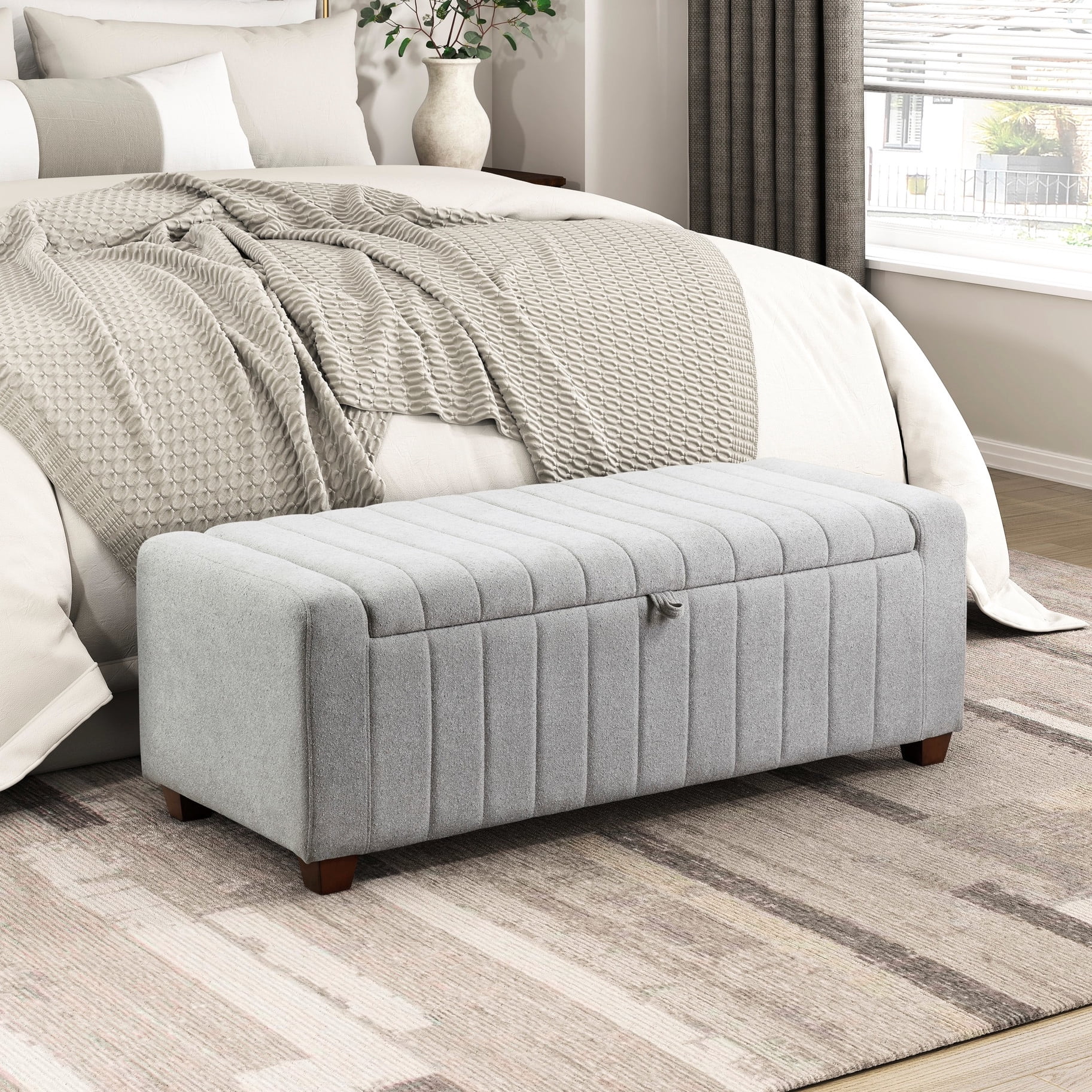 Storage Bench for Living Spaces | Comfortable Boucle Upholstery and ...