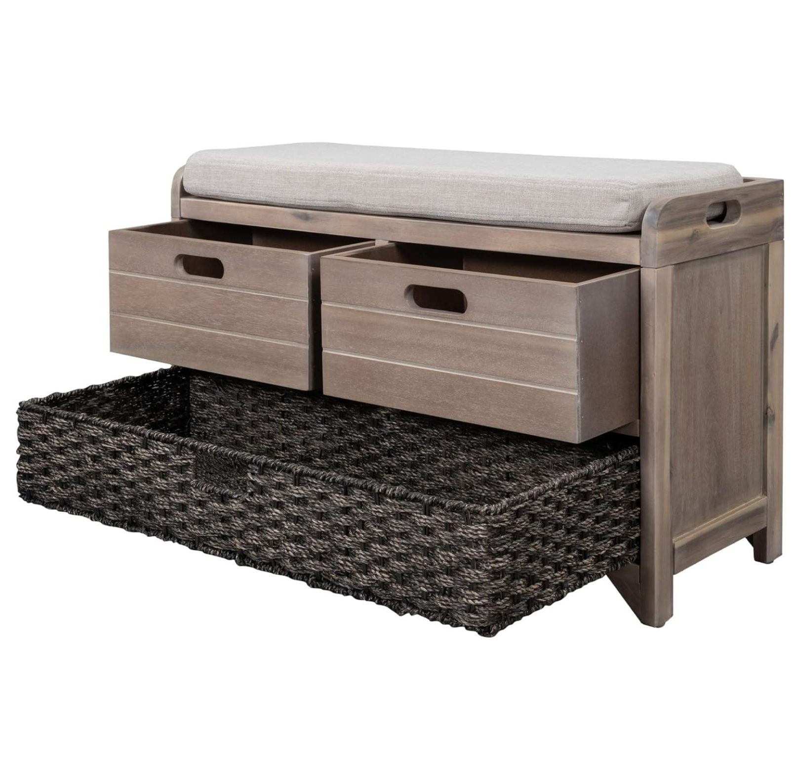 Storage Bench Seat, Small Shoe Bench with Removable Basket and 2 ...