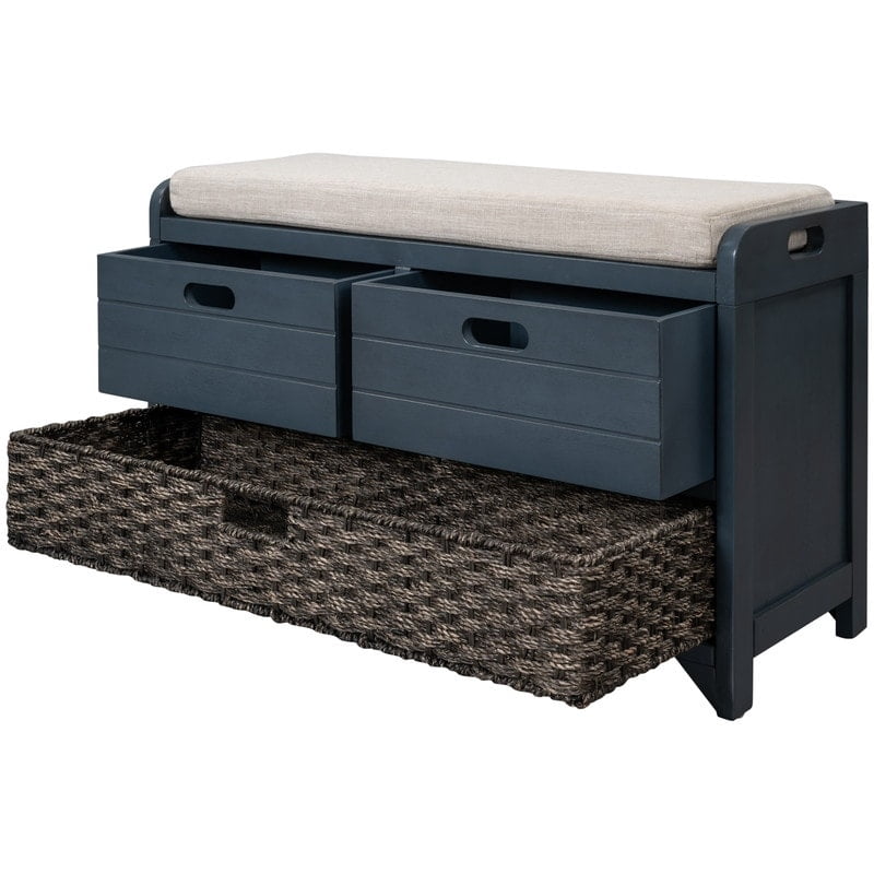 Storage Bench Shoe Bench with Removable Cushion for Small Place Navy ...