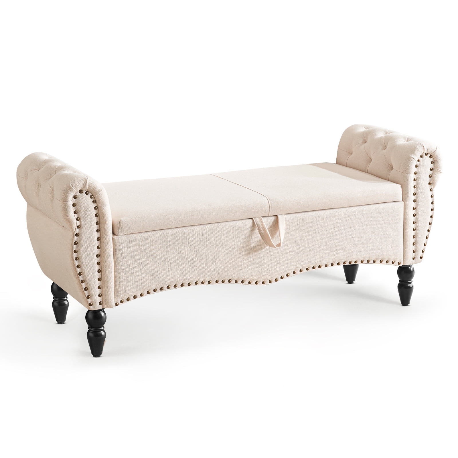 Storage Bench, Upholstered End of Bed Storage Bench, Tufted Bedroom ...