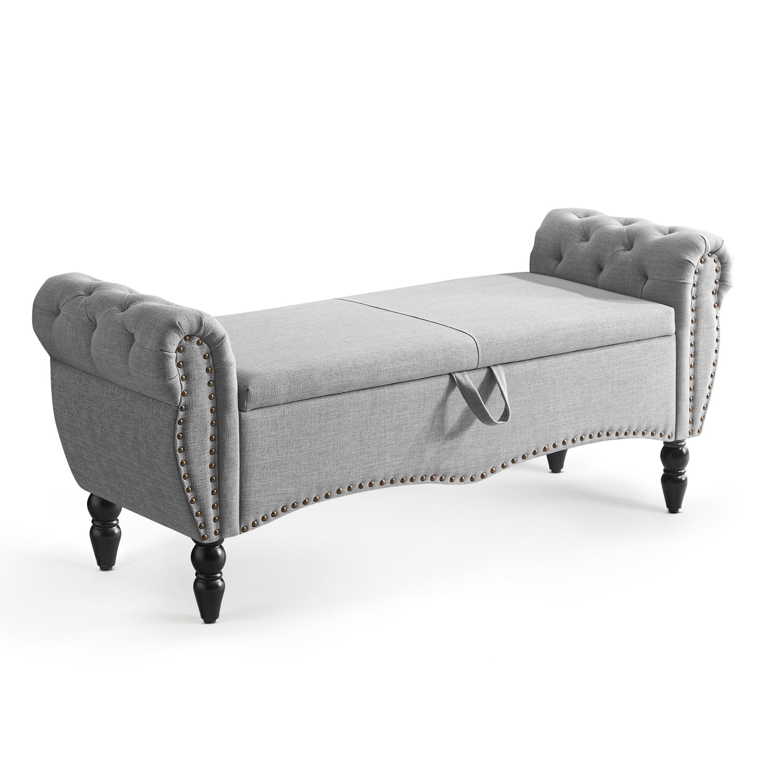 Storage Bench, Upholstered End of Bed Storage Bench, Tufted Bedroom ...