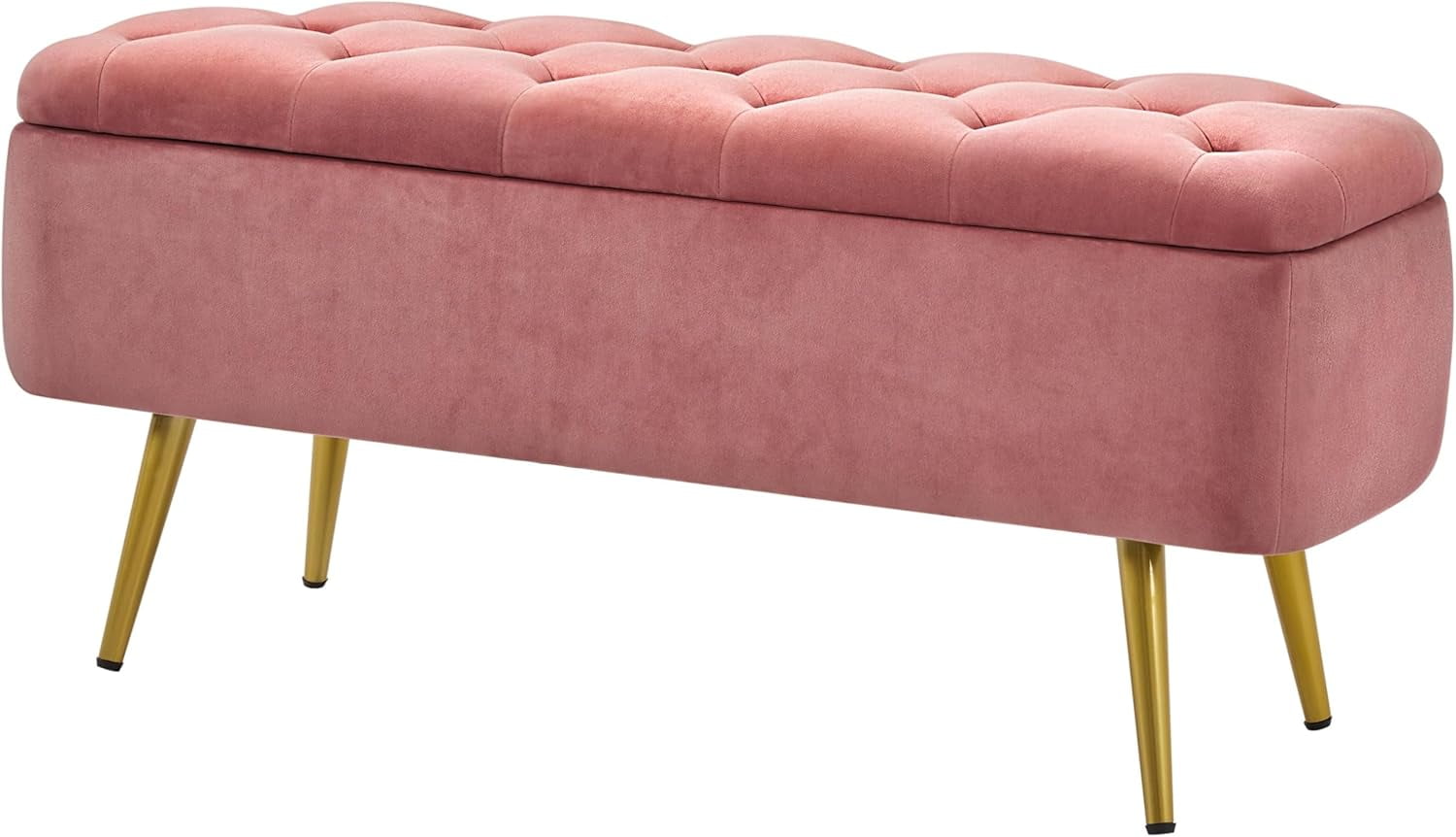 Storage Bench, Velvet End of Bed Bench, 42 Inch Ottoman Bench with Gold ...