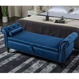 Zarler Velvet Storage Bench with Rolled Arms, Large Foot Legs, and ...