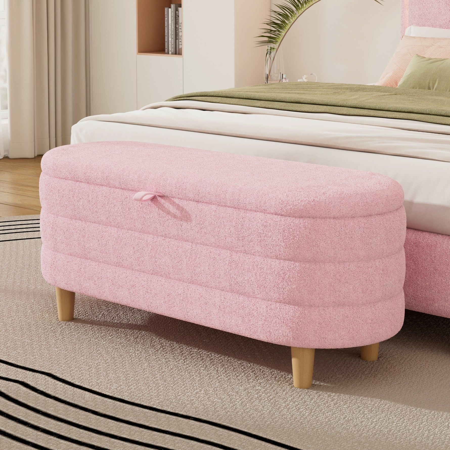 Storage Bench for Bedroom/Living Room, Elegant Upholstered Sherpa ...