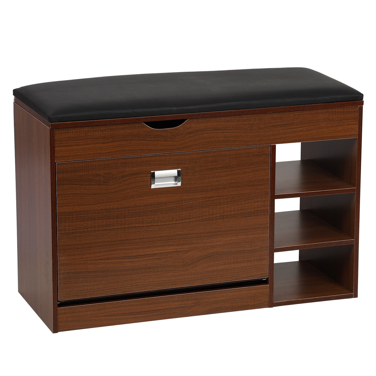 Storage Bench with Drawers & Padded Seat Cushion, 3 Tiers Hallway Bench ...