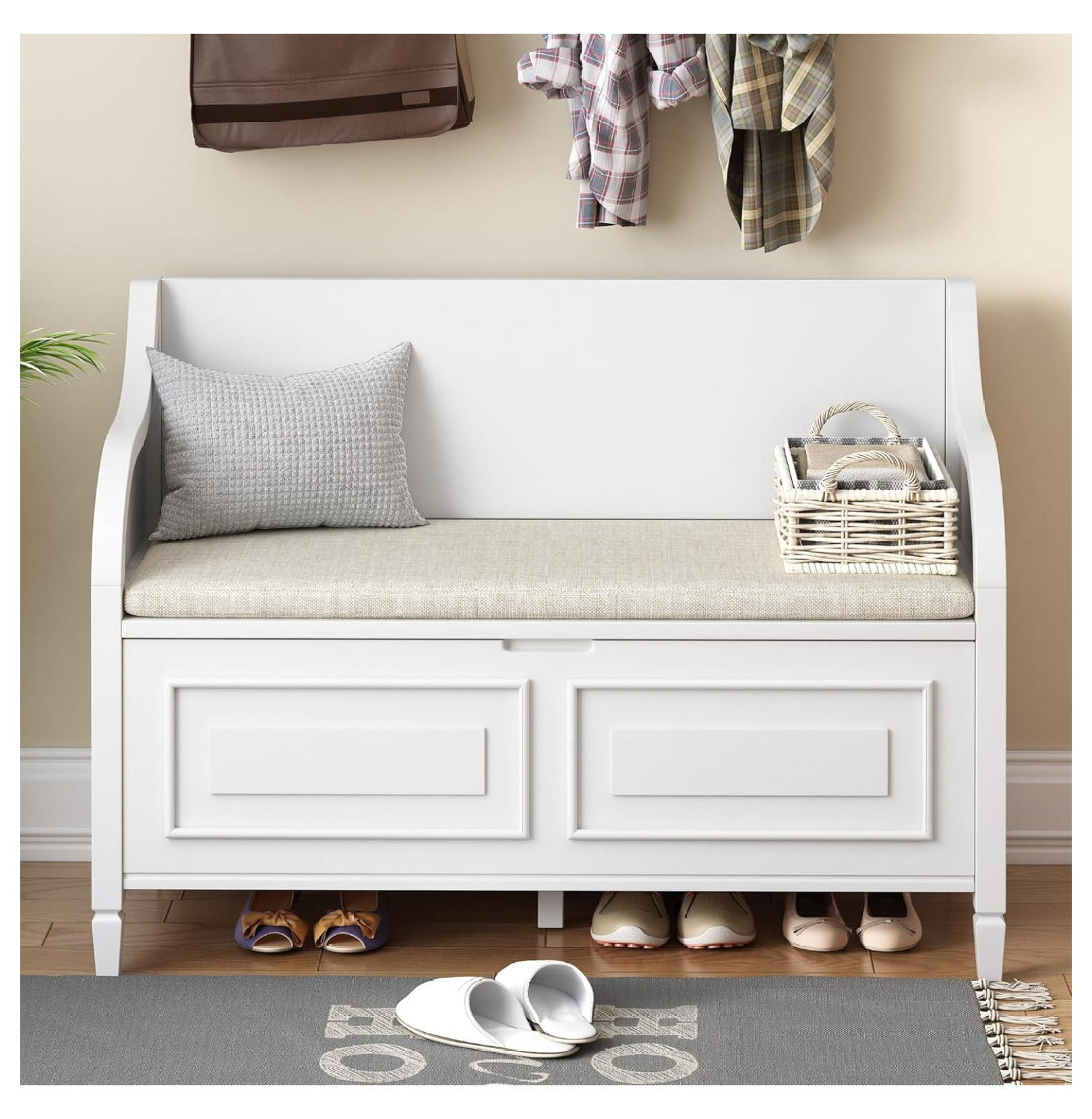 Storage Bench with Lift Top and Drawers Shoe Bench with Safety Hinge ...