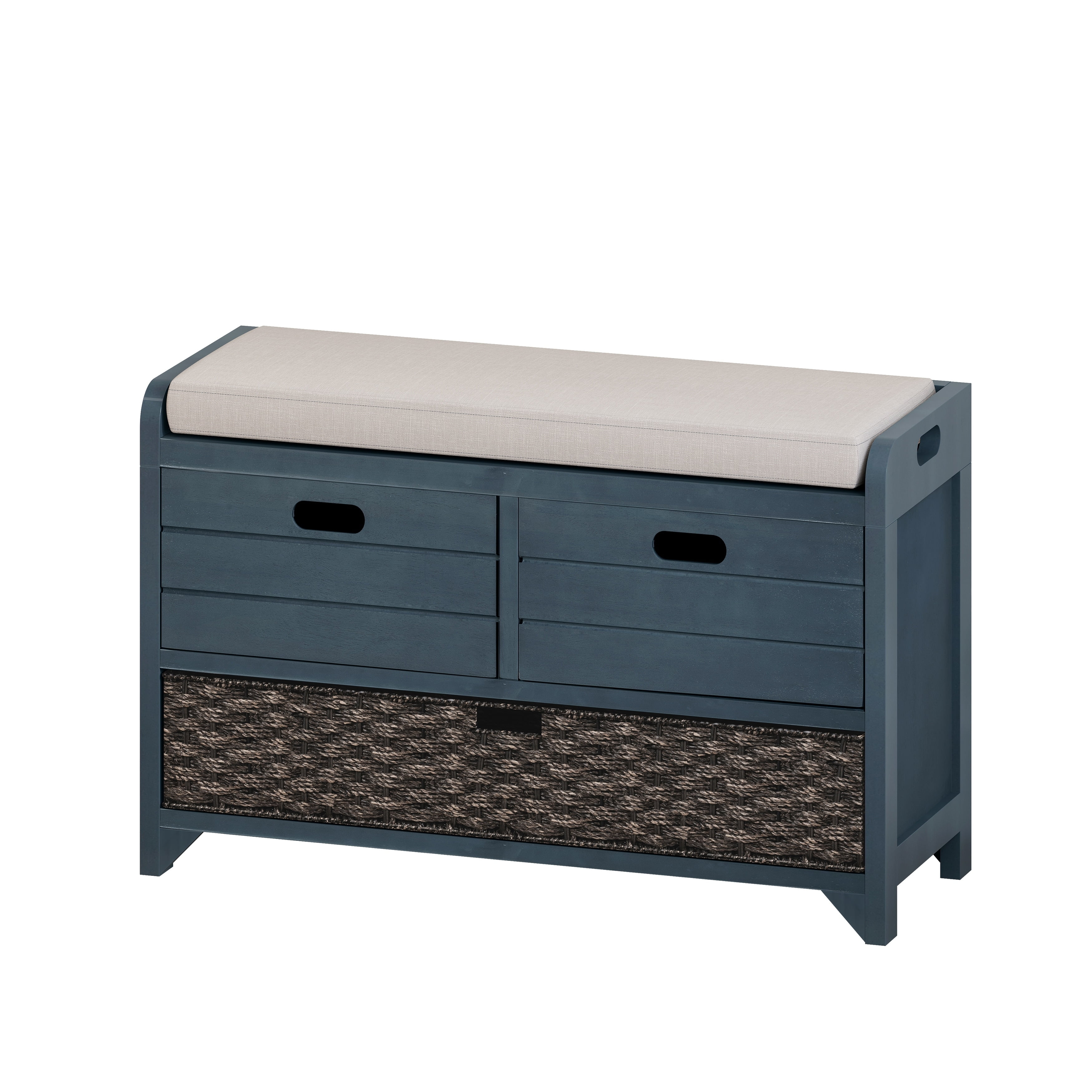 Storage Bench with Removable Basket and 2 Drawers Navy - Walmart.com
