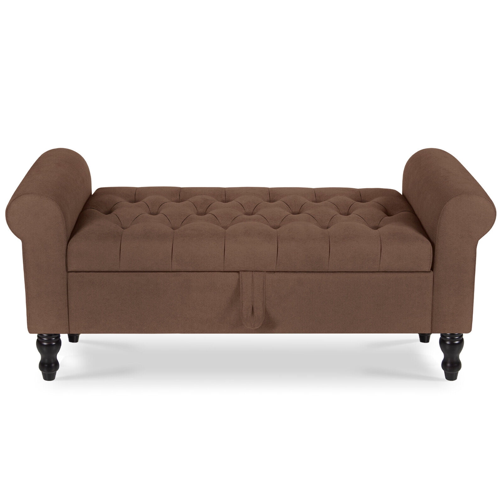 Elegant Storage Bench, Upholstered Rolled Arm, Ottoman Couch, Solid ...