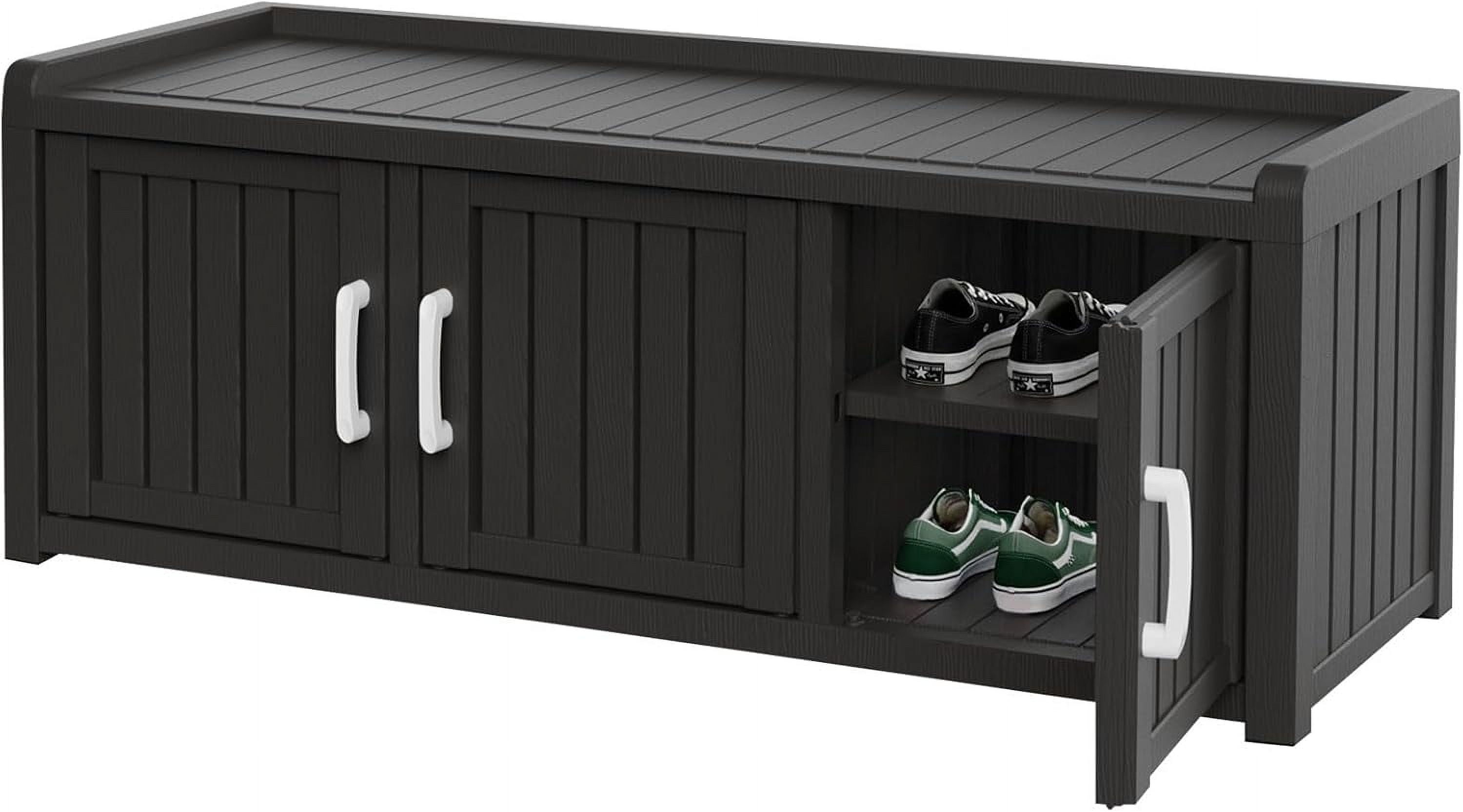Storage Benches 120 Gallon 3-Door Shoe Cabinet – Resin Shoe Bench with ...