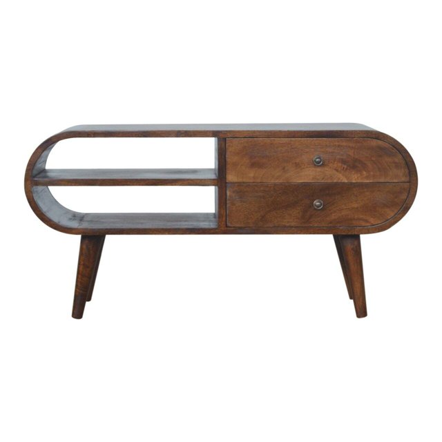Storage Benches, Chestnut Circular Media Unit, Living Room Storage ...