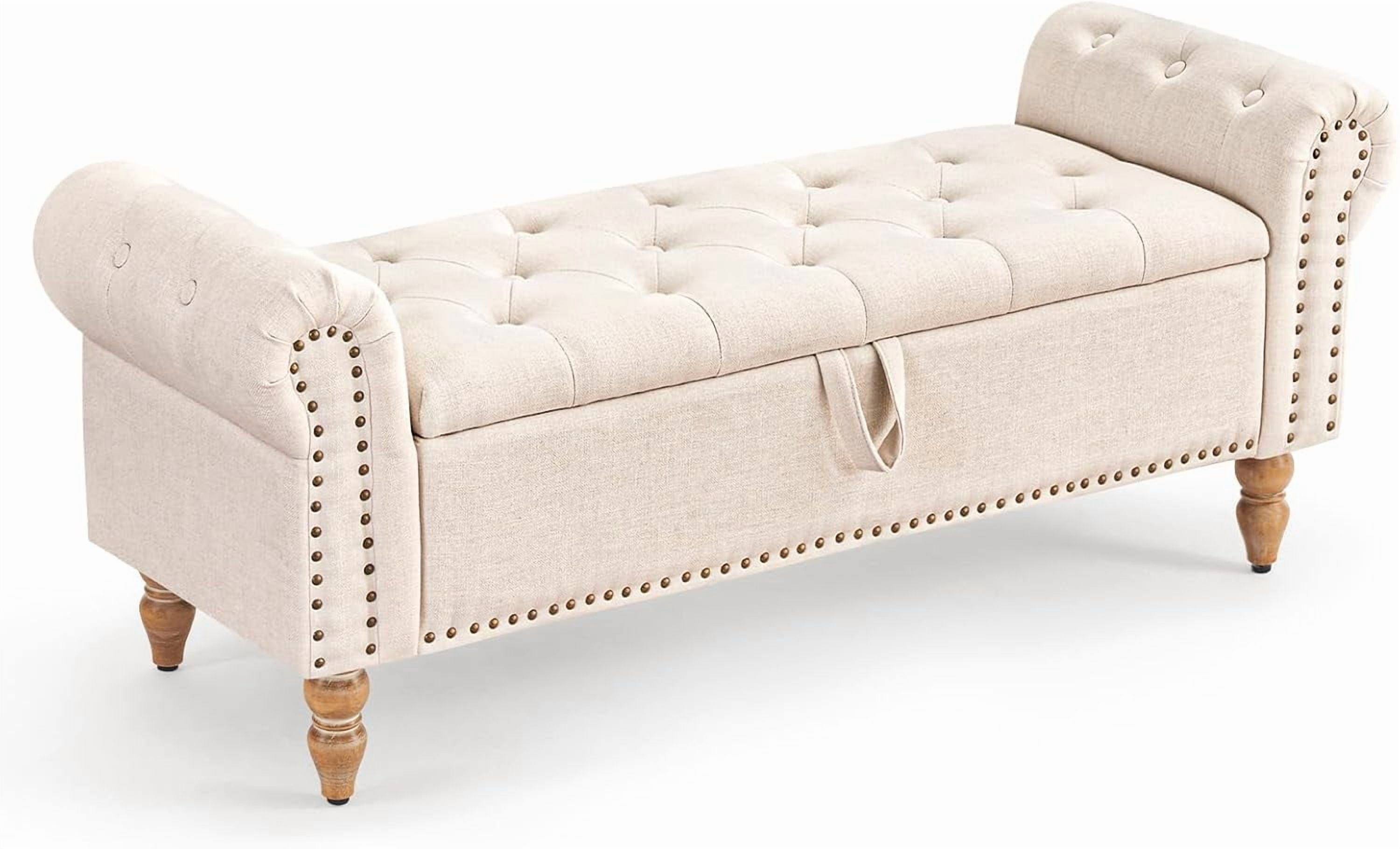 Storage Benches, End of Bed Bench with Button-Tufted Large Upholstered ...