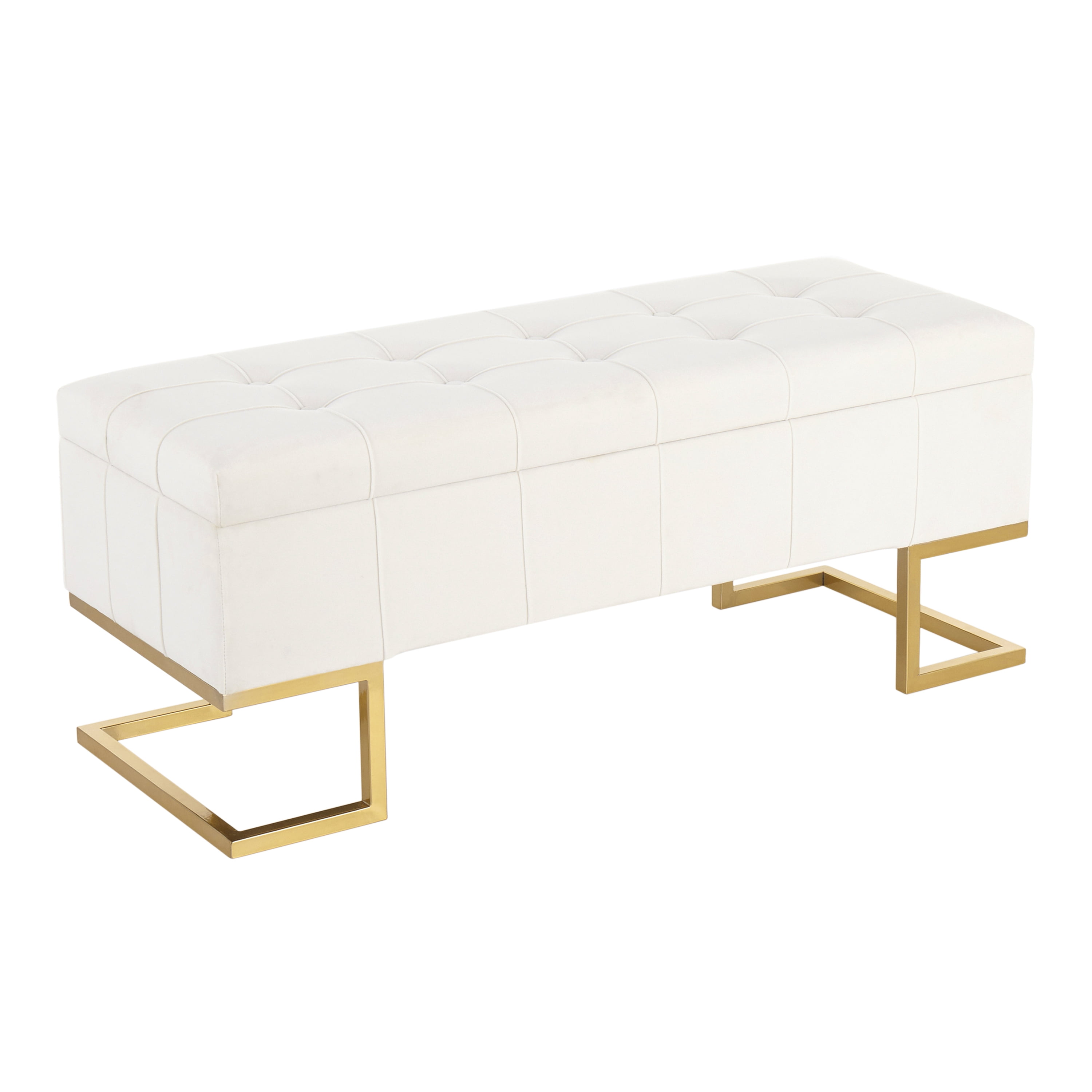 Storage Benches Midas Contemporary/Glam Storage Bench in Gold Steel and ...