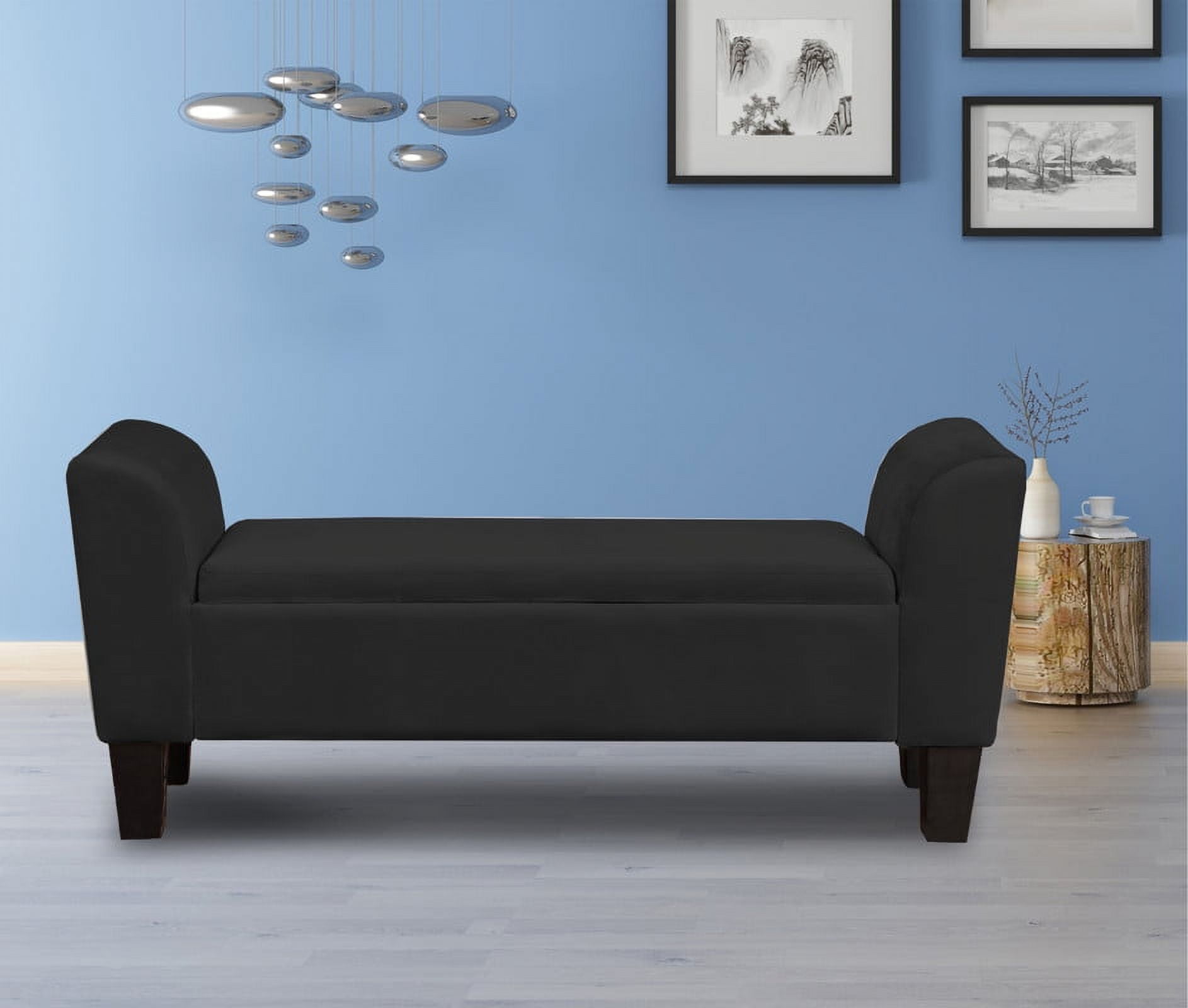 Storage Benches Mila 55" Black Velvet Ottoman Bench with Storage,Living ...