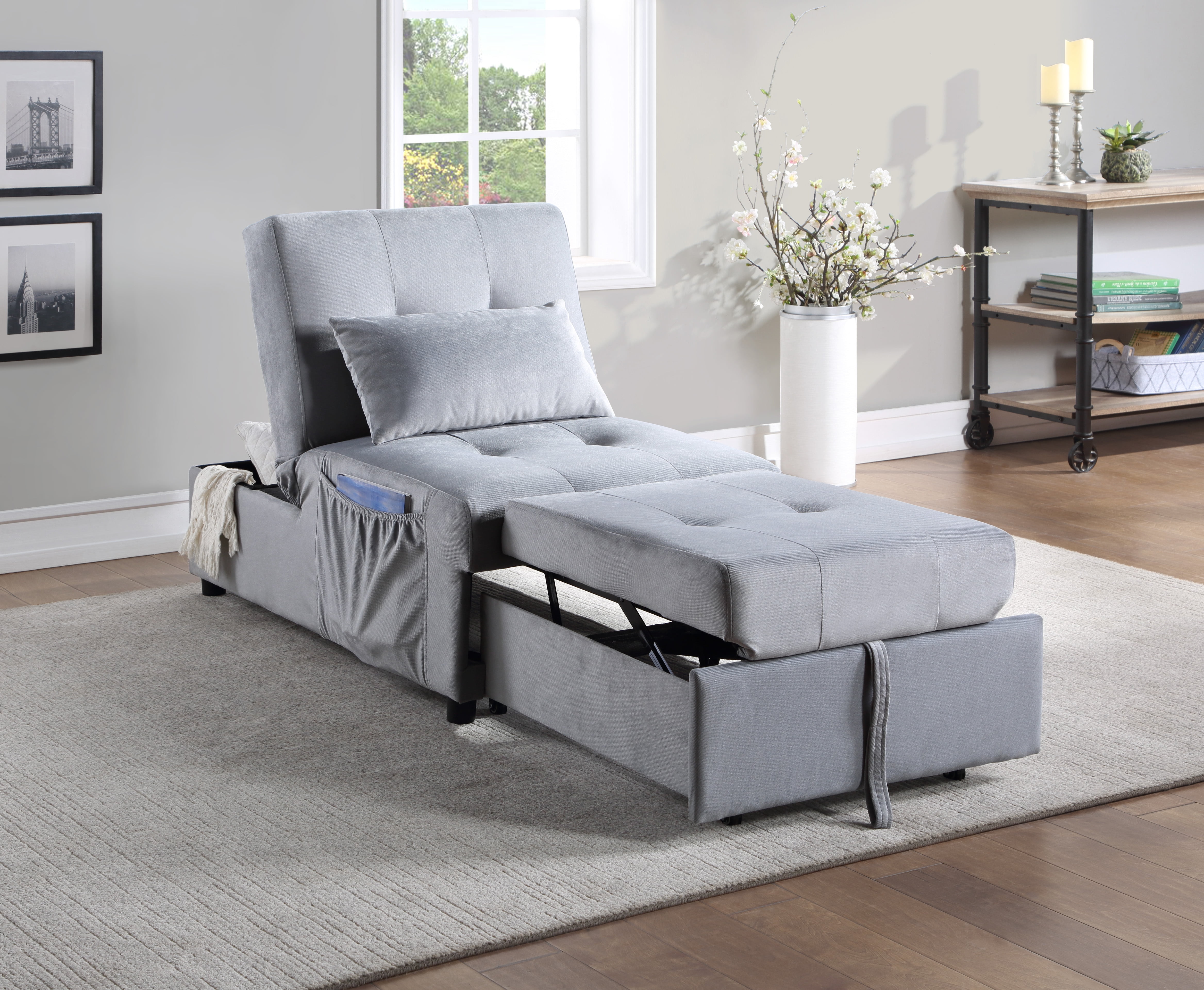 Storage Benches Modern Lift Top Storage Bench with Pull-out Bed 1pc ...