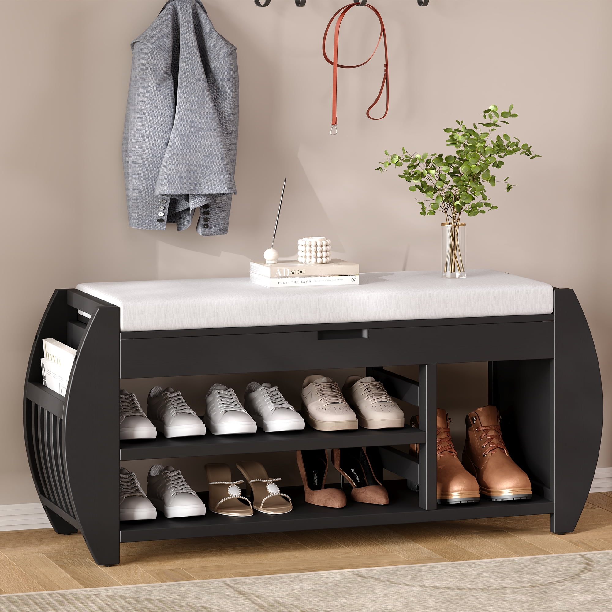 Storage Benches TREXM Retro Multifunctional Storage Bench with Cushion ...