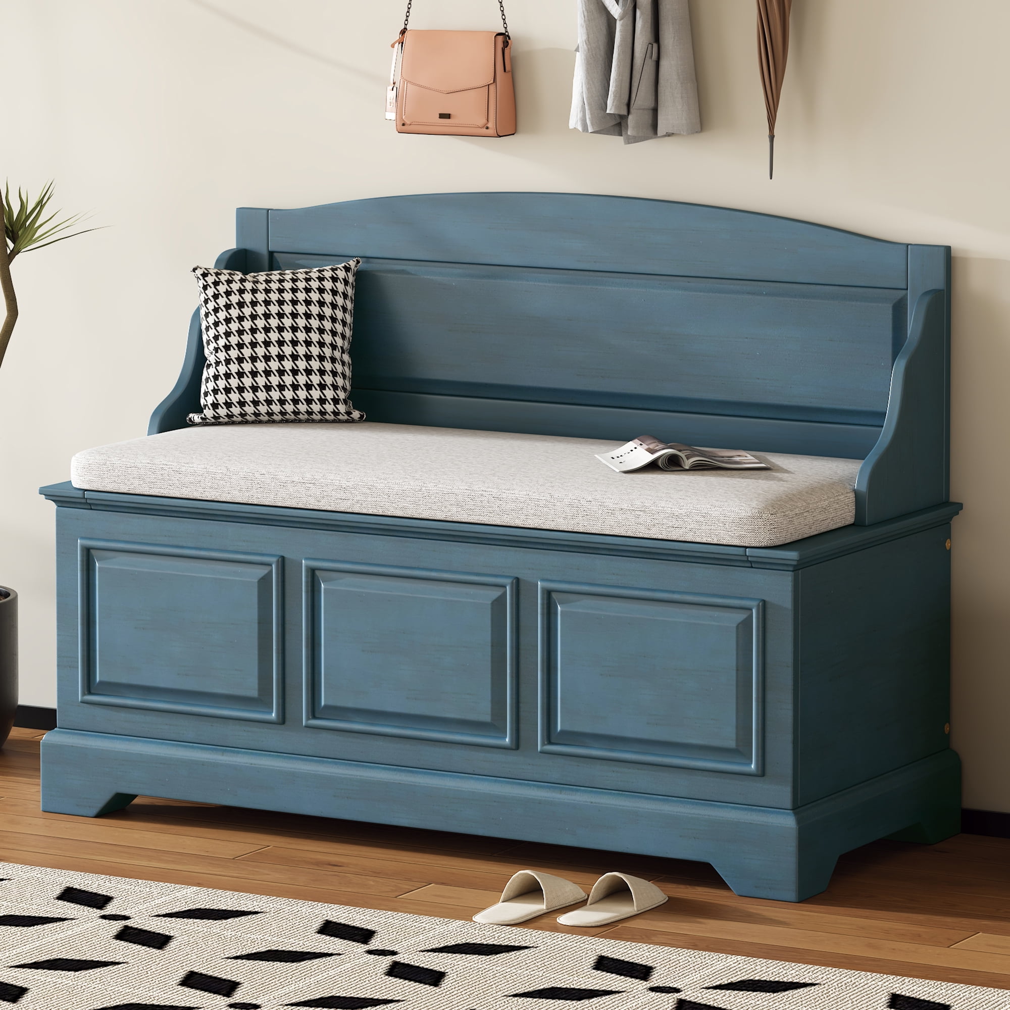 Storage Benches TREXM Shoe Bench, Retro Shoe Storage Bench with Safe ...