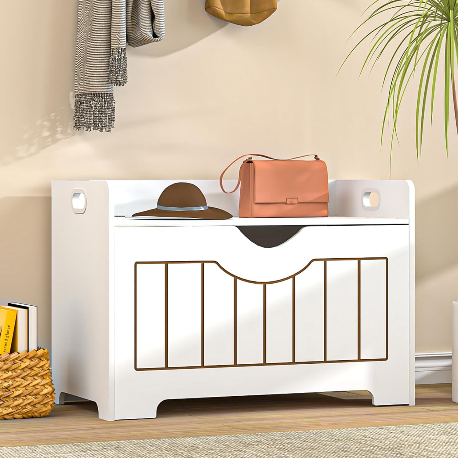 Storage Benches,White Wooden Large Toy Organizer Box,Entryway Shoe ...