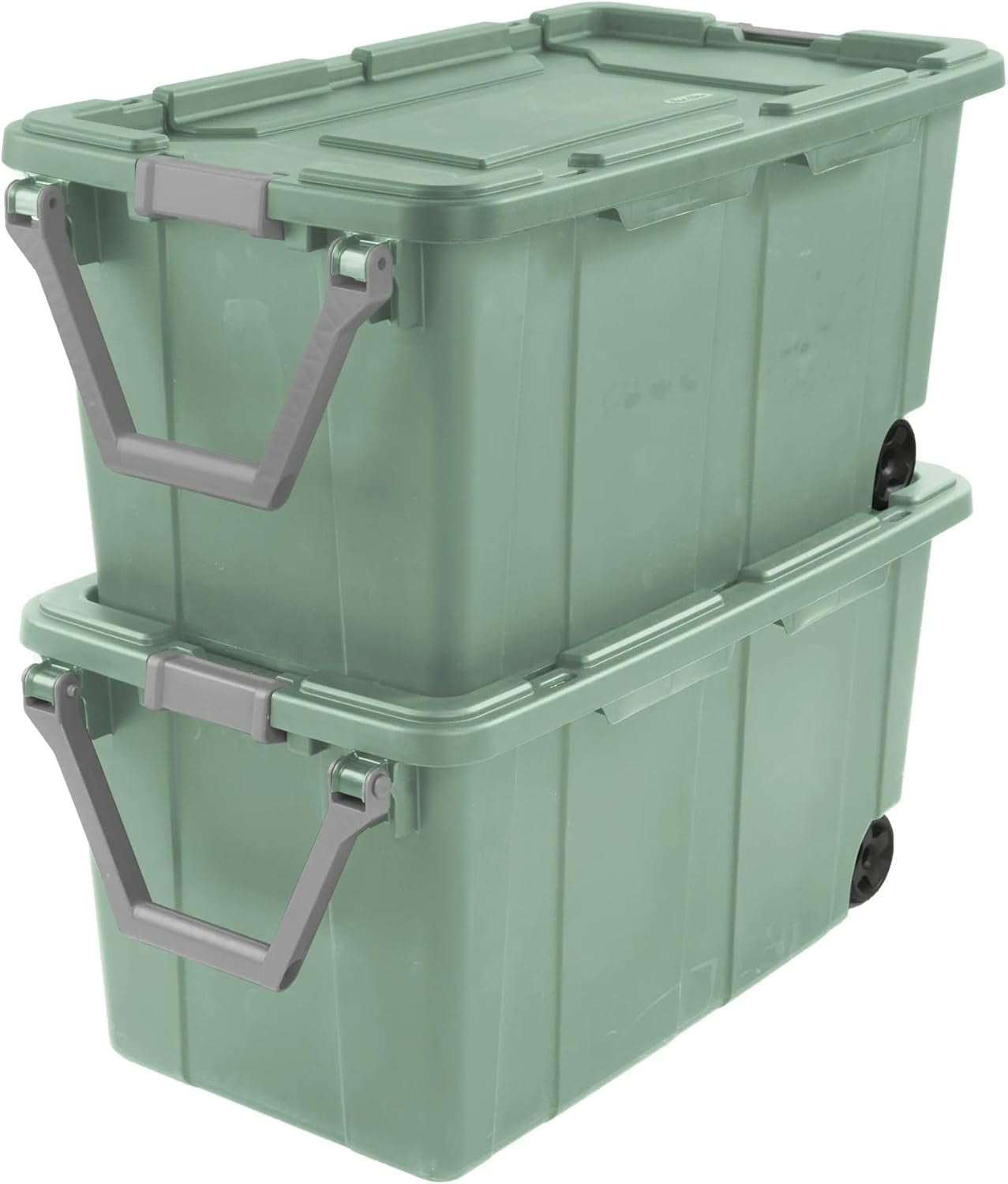 Storage Bin 40 Gallon 160 Qt Wheeled Industrial Tote Plastic Rolling ...