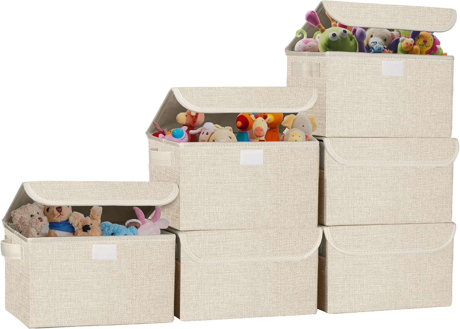 Storage Bin Cube Organizer Basket with Flip-Top Lid & Handles, Clothes ...