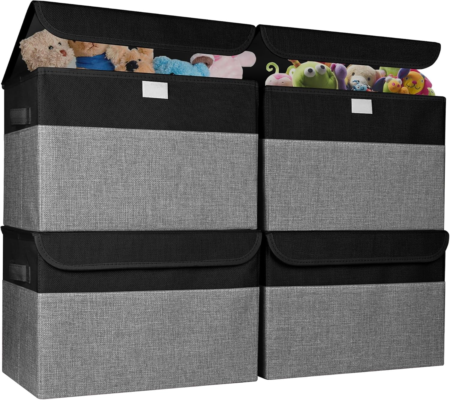 Storage Bin Cube Organizer Basket with Flip-Top Lid & Handles, Clothes ...