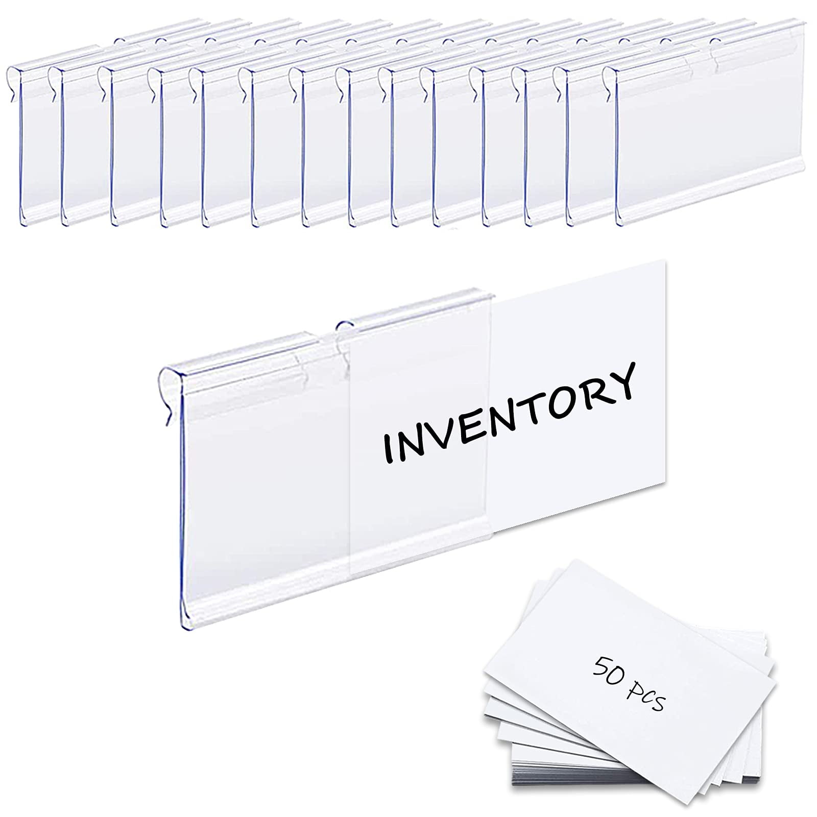 Storage Bin Labels Clip On 50PCS, Clear Plastic Tags for Wire Shelves ...