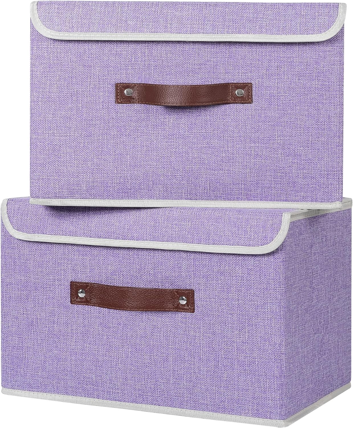 Storage Bin with Lid Storage Boxes with PU Leather Handles PP Plastic ...
