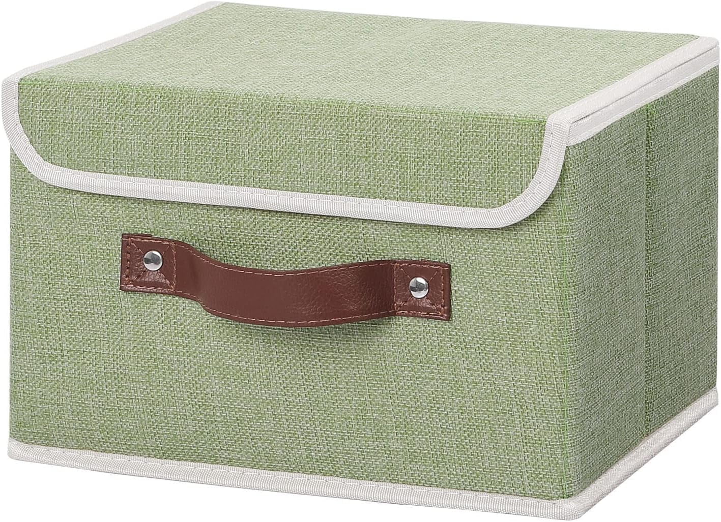 Storage Bin with Lid Storage Boxes with PU Leather Handles PP Plastic ...