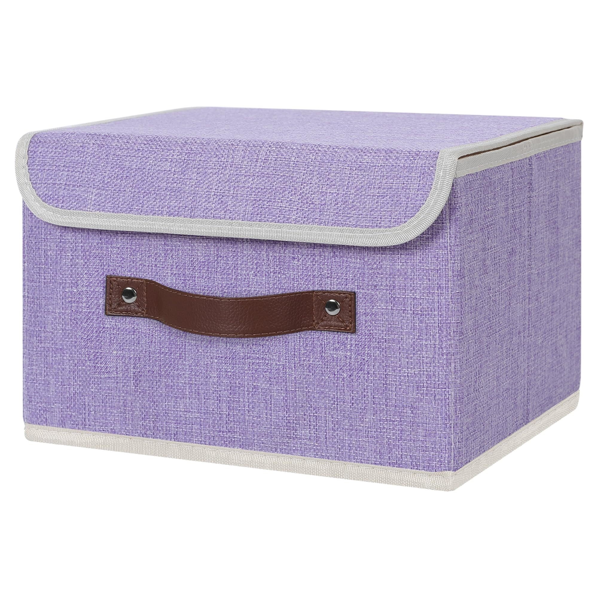 Storage Bin with Lid Storage Boxes with PU Leather Handles PP Plastic ...