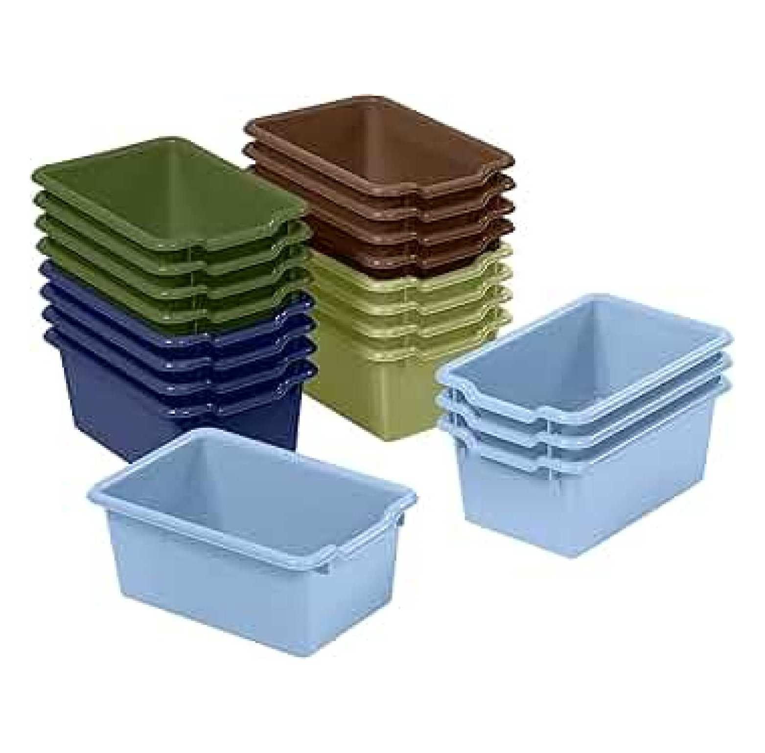 Storage Bins - 20 Pack Earthtone Plastic Classroom Organization Bins ...