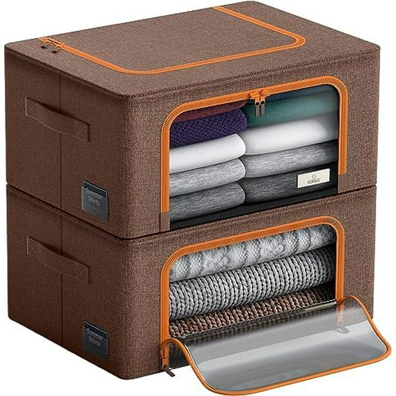 ® Storage Bins Boxes, Foldable Stackable Container Organizer Basket Set ...