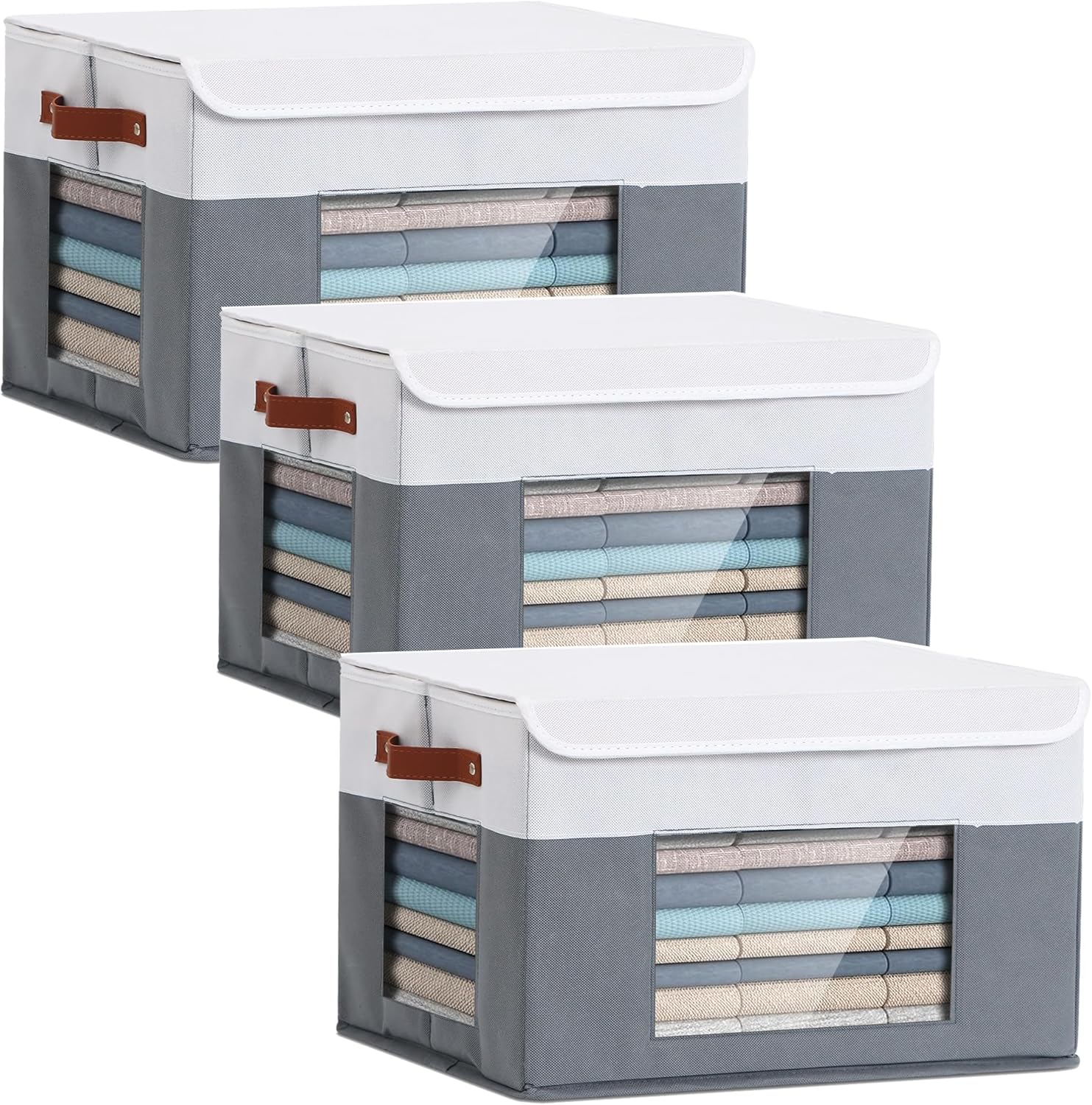 Storage Bins for Clothes, 40L Large Collapsible Stackable Closet ...