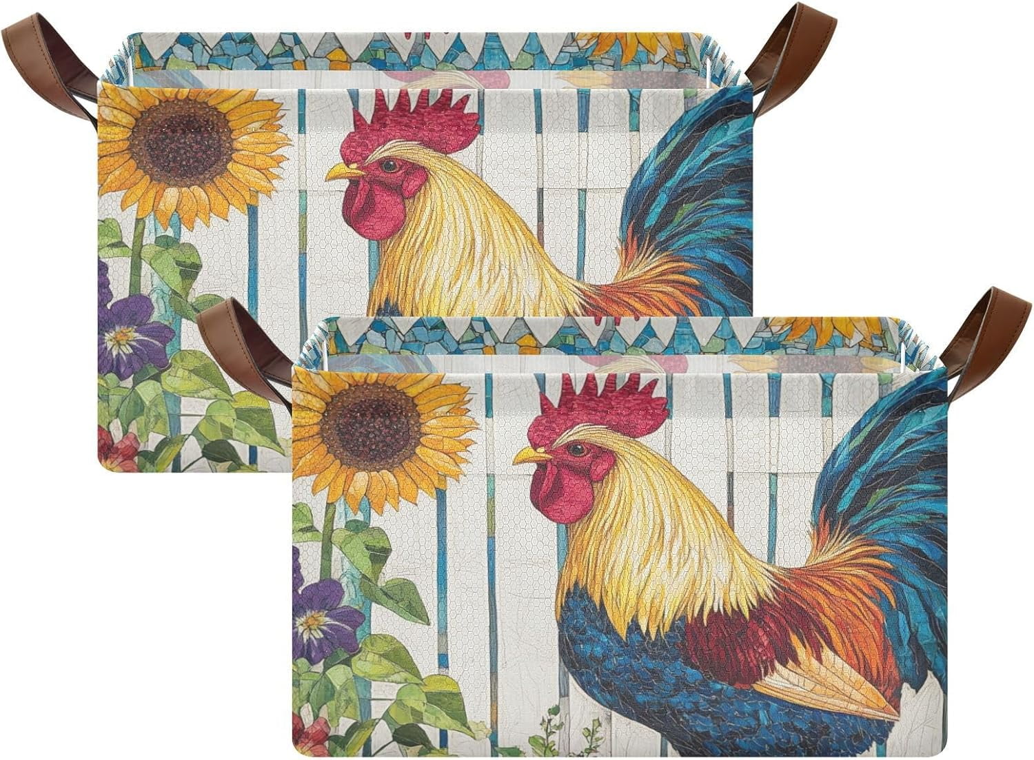 Storage Bins Colorful Floral Rooster Foldable Storage Basket Waterproof ...