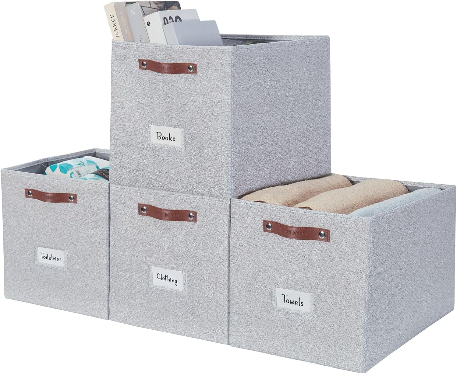 Storage Bins, Cube Storage Bin with Labels, Fabric Storage Cubes for ...