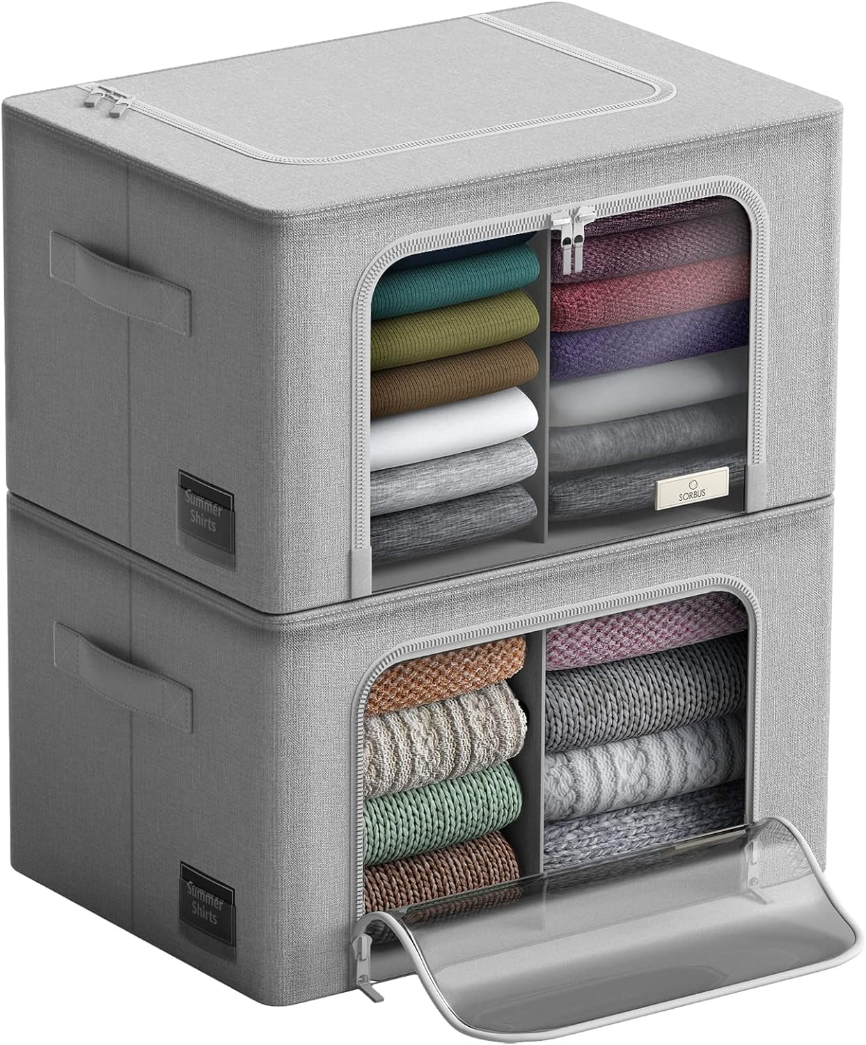 Storage Bins with Divided Interior - Large Stackable & Foldable ...