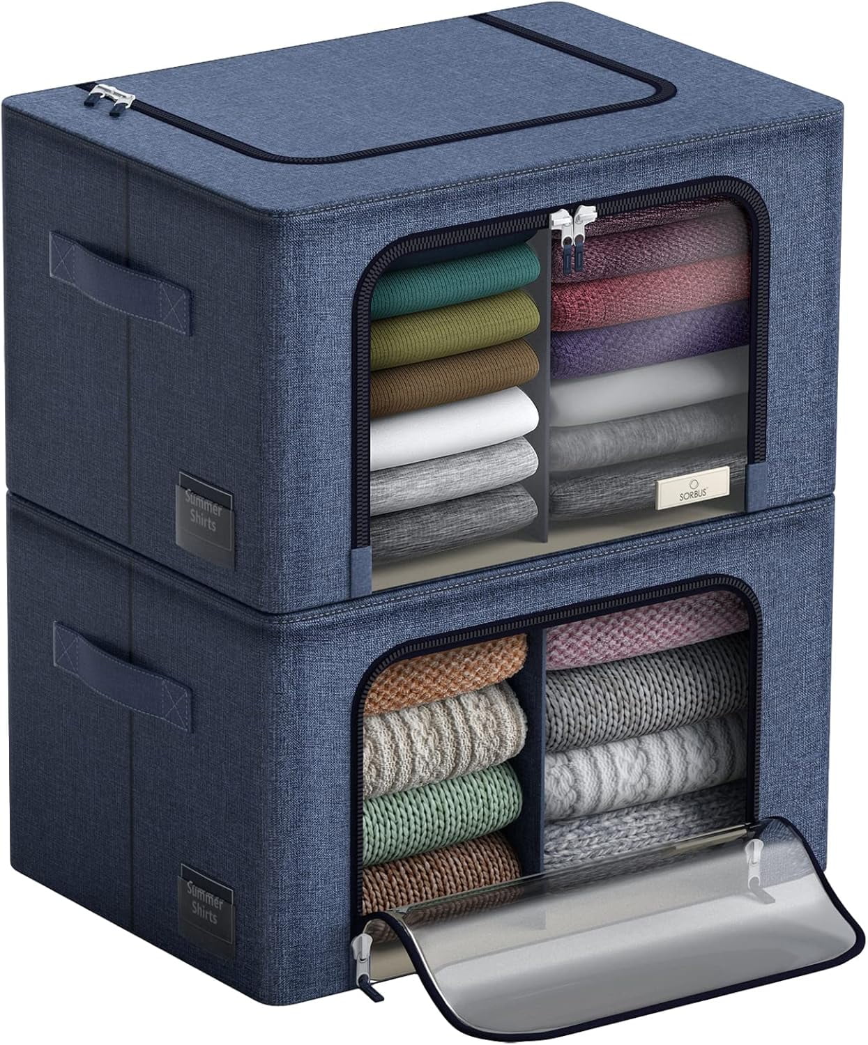 Storage Bins with Divided Interior - Large Stackable & Foldable ...