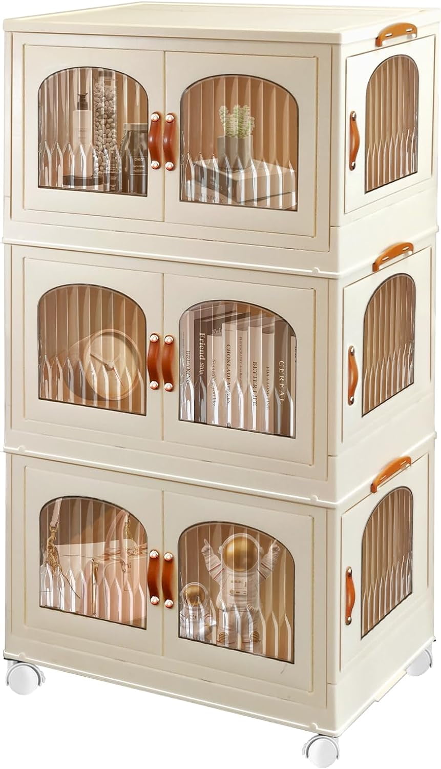 Storage Bins with Lid, 57 Gal Foldable Plastic Boxes with Four Casters ...