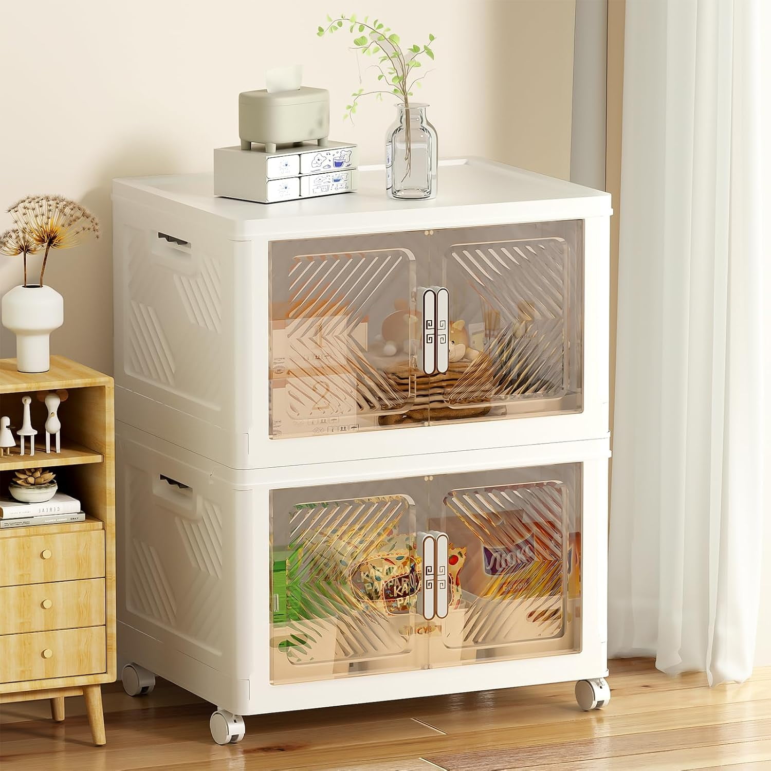 Storage Bins with Lid 76QT, Stackable Storage Containers with Wheels ...