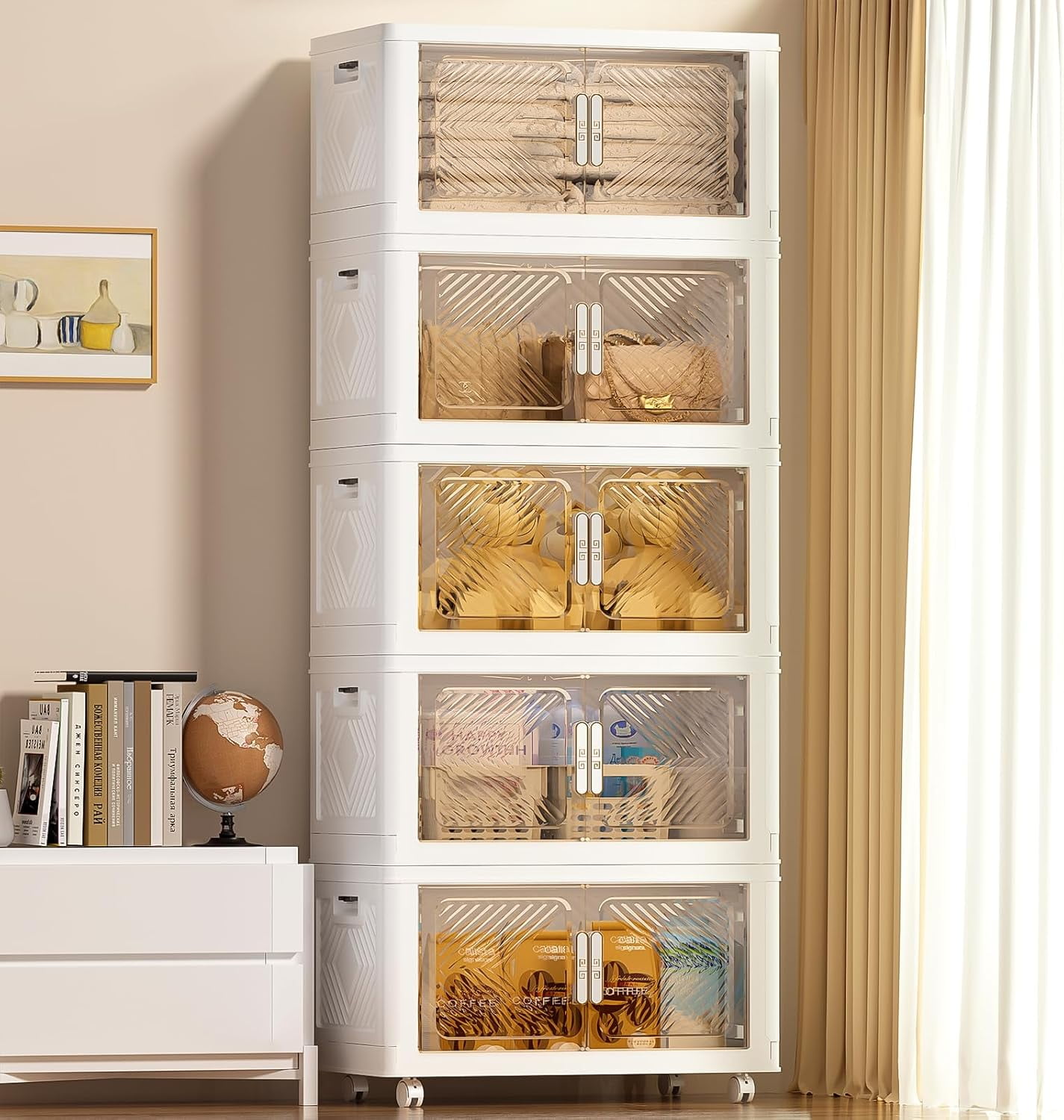 Storage Bins with Lid 76QT, Stackable Storage Containers with Wheels ...