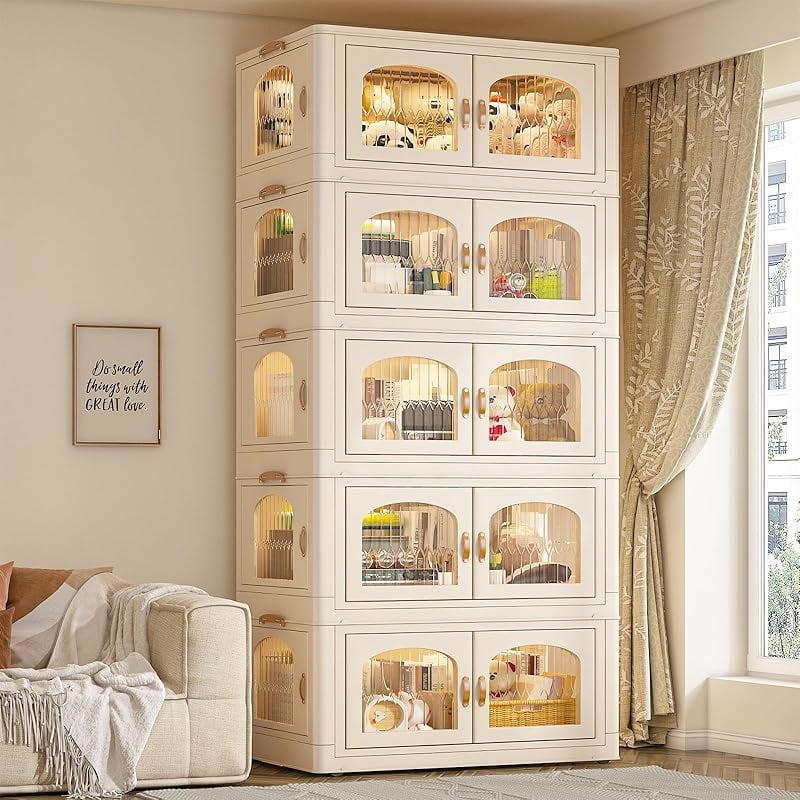 Storage Bins with Lid Large Stackable with Wheel and Door Storage ...