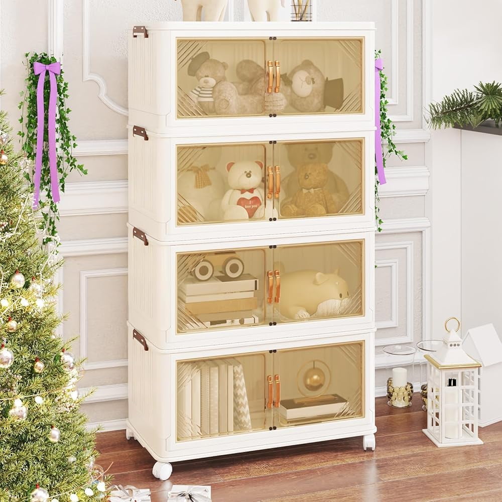 Storage Bins with Lids, 120 Gal/480 Qt Capacity, 4 Pack Large Stackable ...