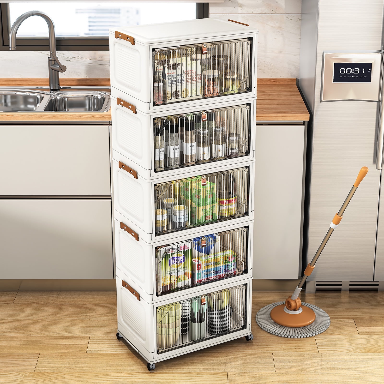 Durable 23Gal Stackable Storage Bins with Lids and Wheels, 3 Packs ...