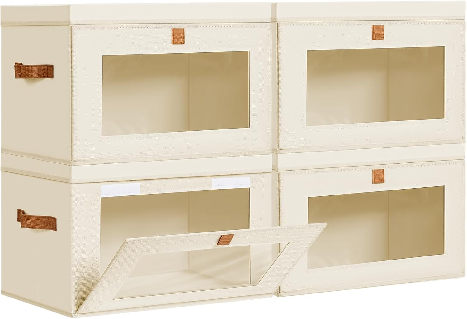 Storage Bins with Lids - 4 Pack Large Fabric Closet Organizer with ...