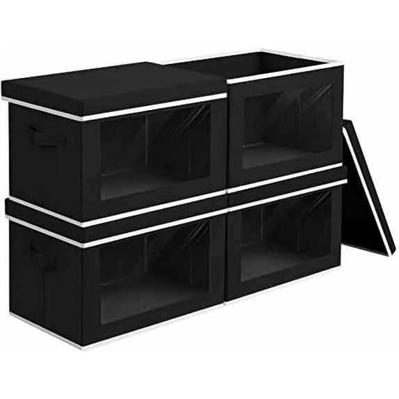 Storage Bins with Lids, 4 Pack Large Storage Cubes with Window, Closet ...