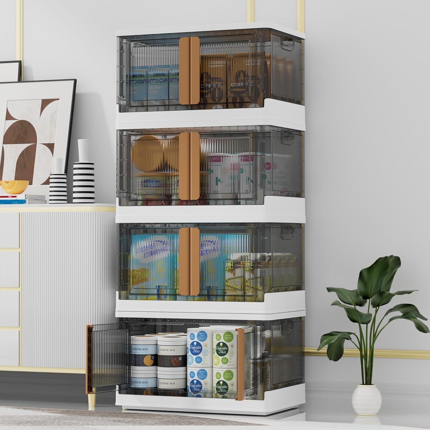 Storage Bins with Lids - 4 Packs 8.5Gal Plastic Bins for Closet ...