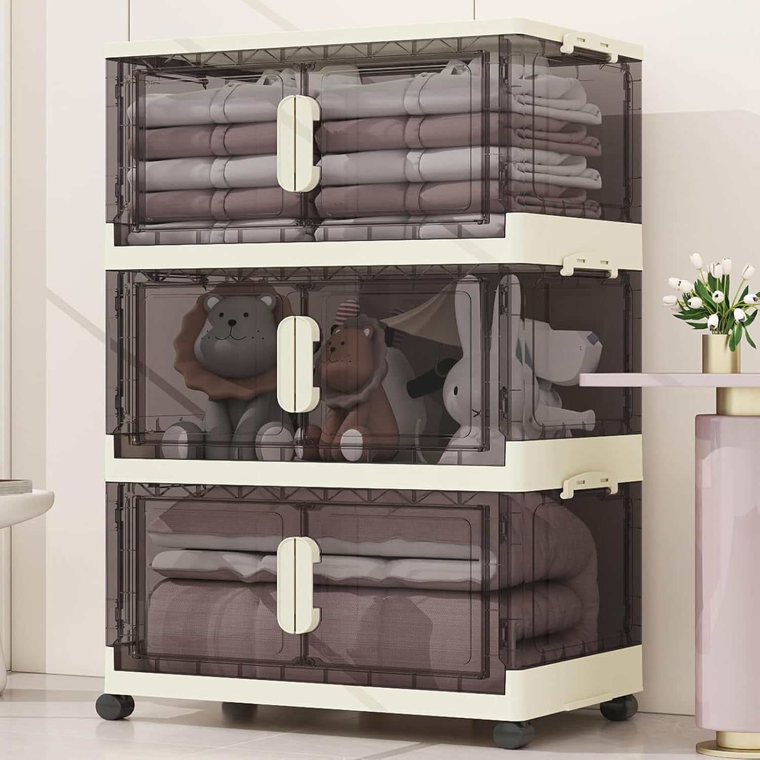 Storage Bins with Lids,48 Quart Plastic Storage Bins,3 Packs ...