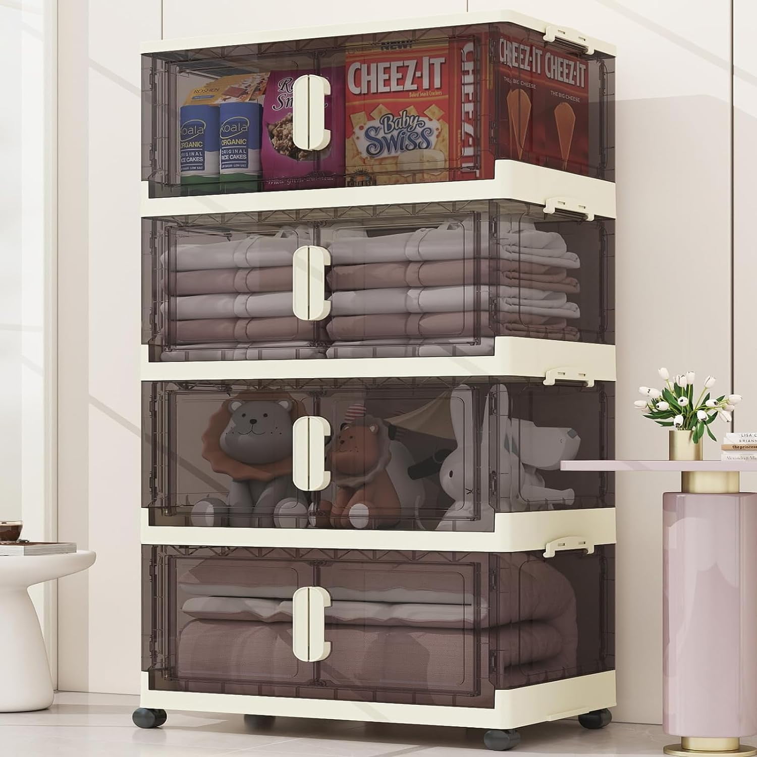 Storage Bins with Lids,48 Quart Plastic Storage Bins,4 Packs ...