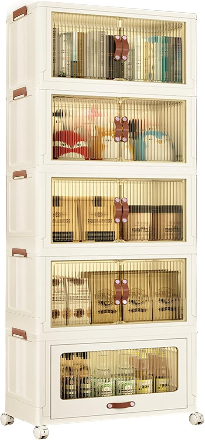 Storage Bins with Lids 65 QT, Collapsible Storage Bins with Wheels and ...