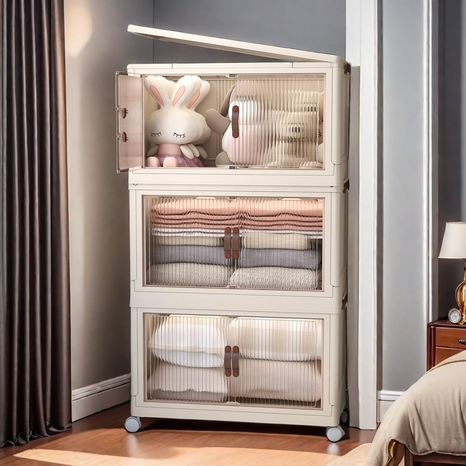 Storage Bins with Lids - 65QT Stackable Storage Bins with Wheels ...