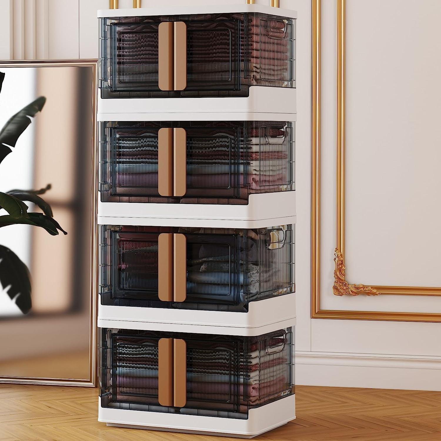 Storage Bins with Lids - 76QT Stackable Storage Bins, 4 Packs Plastic ...