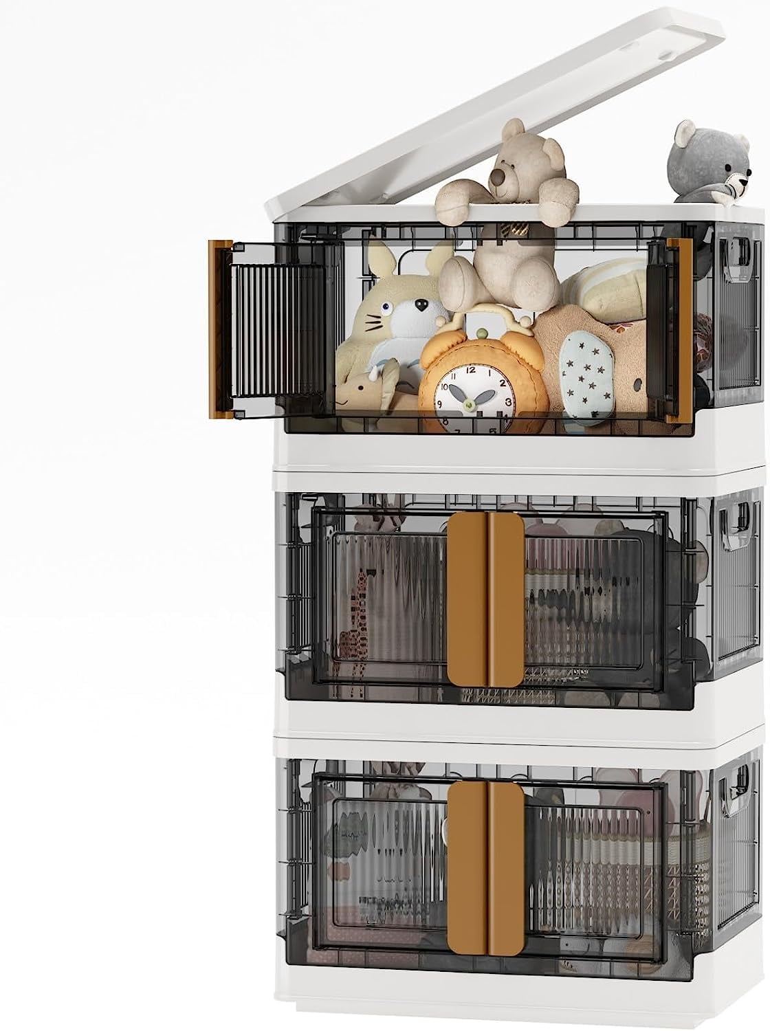 Storage Bins with Lids-76Qt Collapsible Storage Bin with Double Door,3 ...